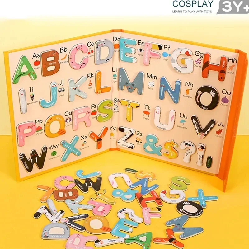 Children Wooden Foldable Portable Letter Cognitive Matching Magnetic ...