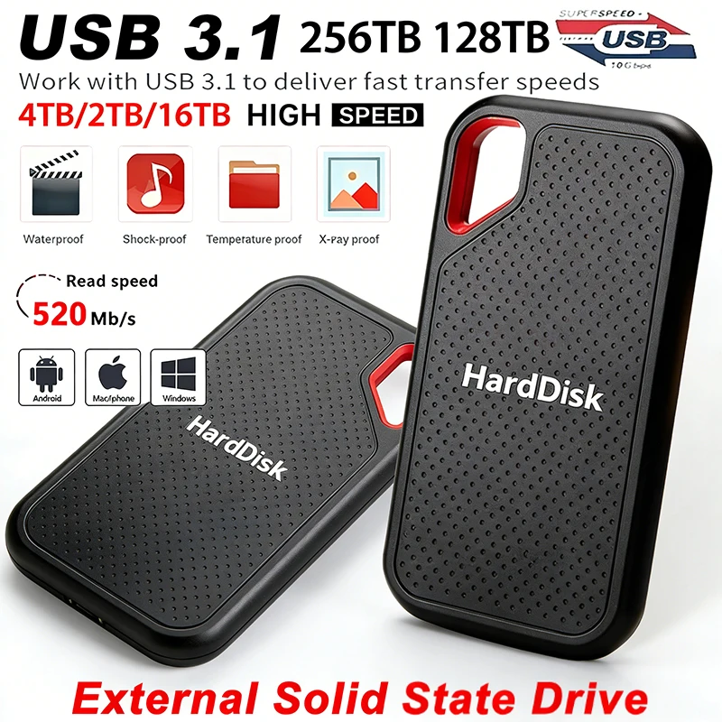 Original SSD 1TB High Speed External Hard Drive USB 3.1 Type-C ...
