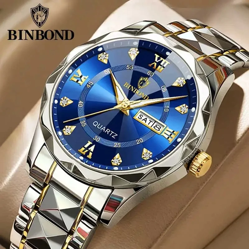 BINBOND-reloj-deportivo-de-acero-inoxidable-para-hombre-cron-grafo-de ...