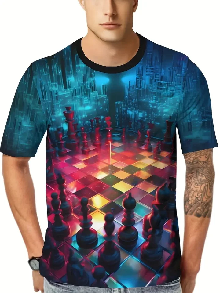 Chess Line Shirts Online All Over Print Men's Chess Board T Shirt