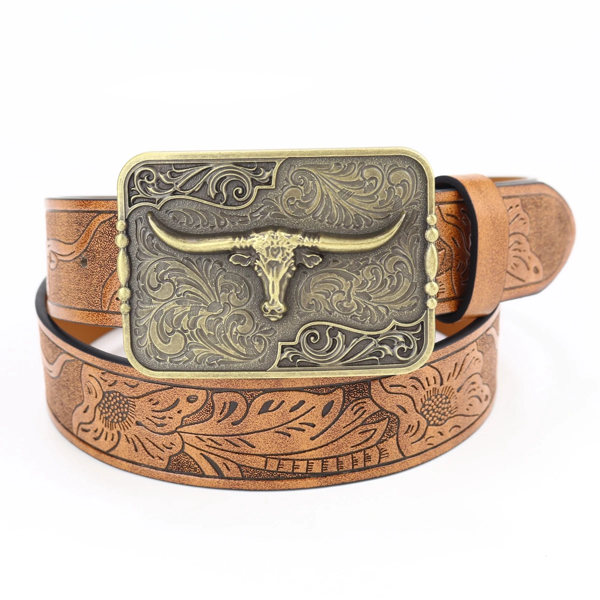 Western-cowboy-belt-engraved-big-board-buckle-trend-retro-society-young ...