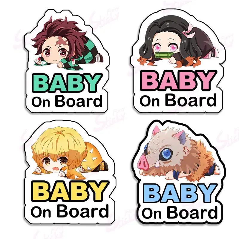 Super Cute Demon Slayer Baby Nezuko on Board Reflective Bumper Sticker ...