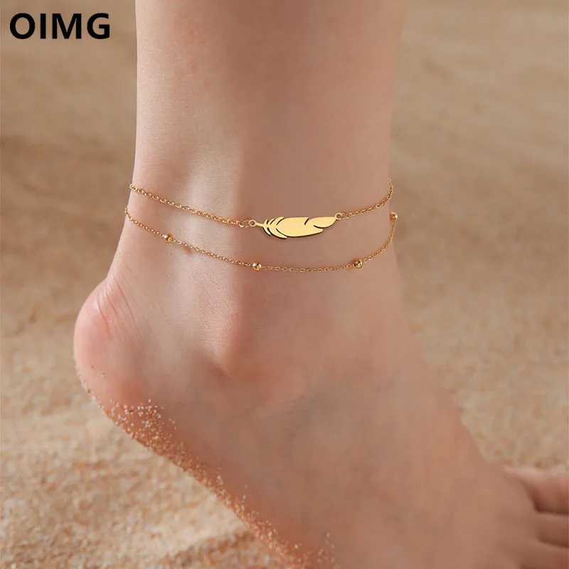 OIMG-316L-Stainless-Steel-Ankles-of-Women-Gold-Silver-Color-Feather ...