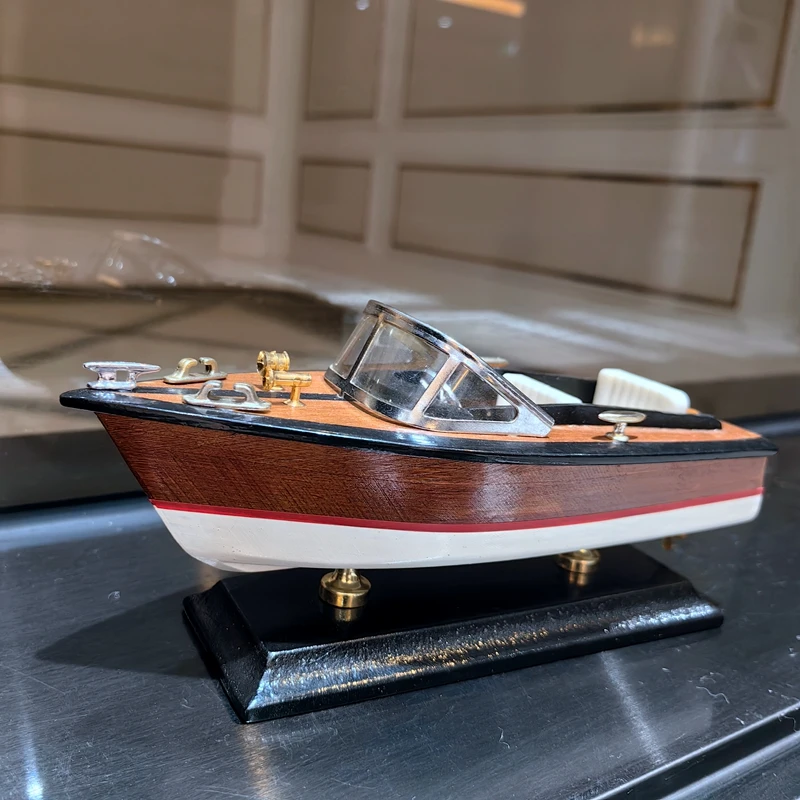 Luxury Wooden Yacht Ornaments Handmade Solid Wood Speedboat Models ...