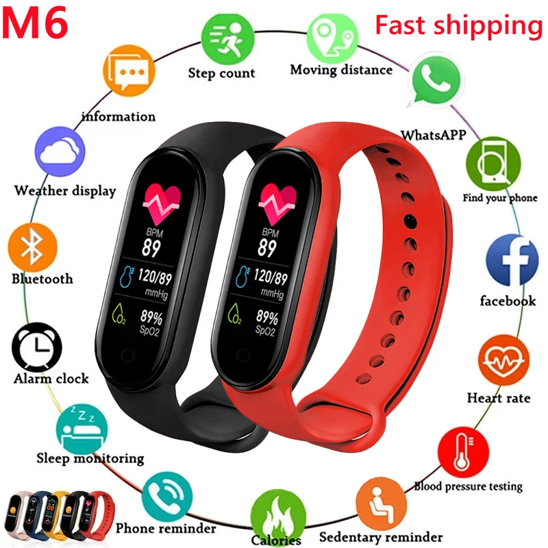 M6 Smart Watch For Men Fitness Tracker Watches M6 Smart Band Heart Rate Health Monitor Fitness ...