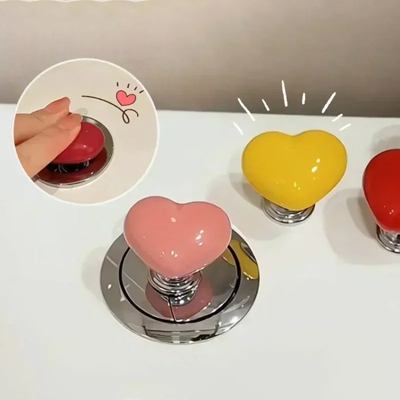 Heart-Shape-Toilet-Presser-Love-Toilet-Press-Button-Bathroom-Water-Tank ...