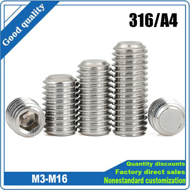 1/50Pcs M3 M4 M5 M6 M8 M10M12 M16 DIN913 316 A4 Stainless Steel Allen ...