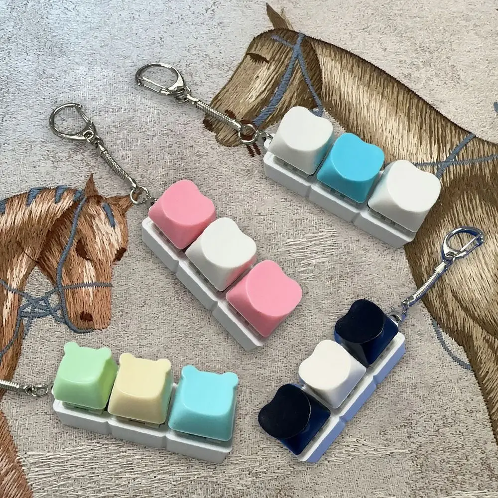 Relaxing 3 Keys Fidget Keychain Key Button Keycap Clicker Toy Stress ...