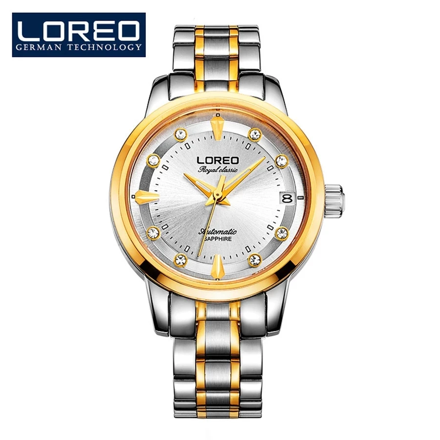 LOREO reloj mecánico automático para mujer, pulsera de cuero de alta calidad, informal ...