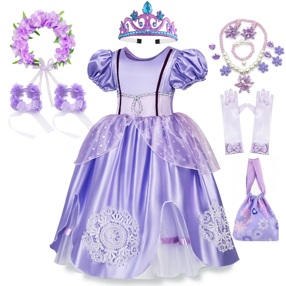 Vestido de Princesa Sofía para niña, traje de baile con Apliques de encaje de lujo para ...