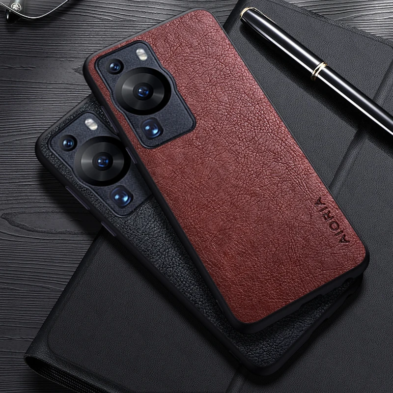 Case For Huawei P60 Pro Simple Design Luxury Leather Business Cover For ...