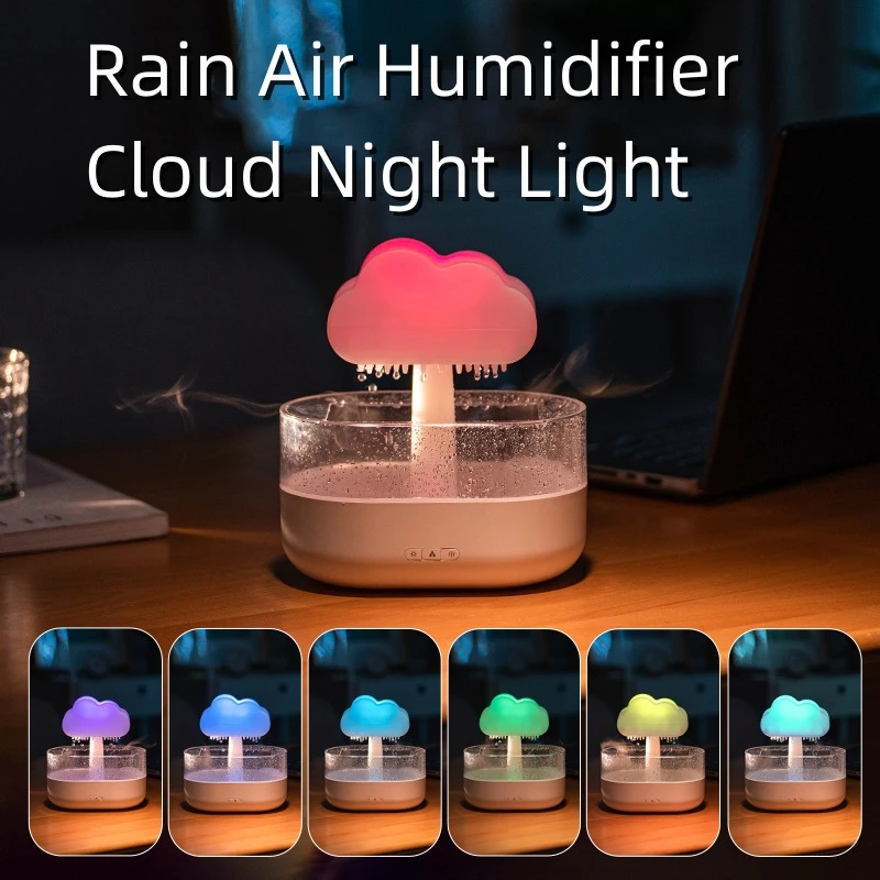 2023-Rain-Cloud-Night-Light-Humidifier-With-Raining-Water-Drop-Sound ...