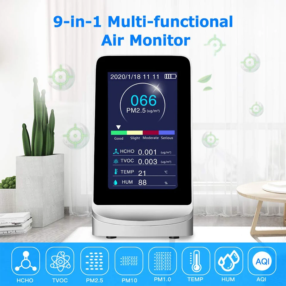 Air Quality Detector Wifi Pm2.5 1.0 10 Gas Analyzer Monitor Formaldehyde Tvoc Hcho Pm 2.5 Co2 ...