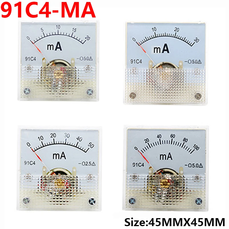 91C4-mA-DC-Pointer-type-milliammeter-1mA-5mA-10mA-50mA-100mA-200mA ...