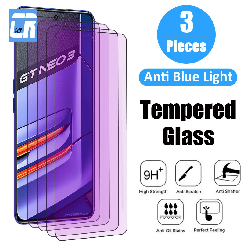3Pcs Anti Blue Light Tempered Glass for Realme GT Neo 3 5 3T 2 2T GT ...