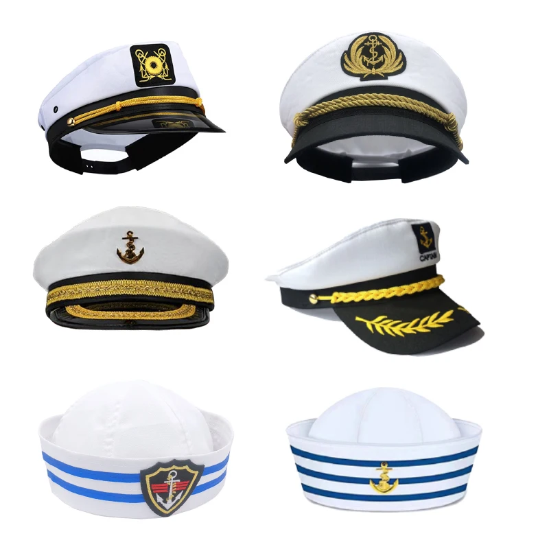 Yacht Captain Hat Sailor Captain Costume Men Navy Marine Hat Adjustable ...