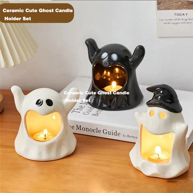 Candelabros Esqueleto Fantasma Velas Decorativas Halloween - 3 ...