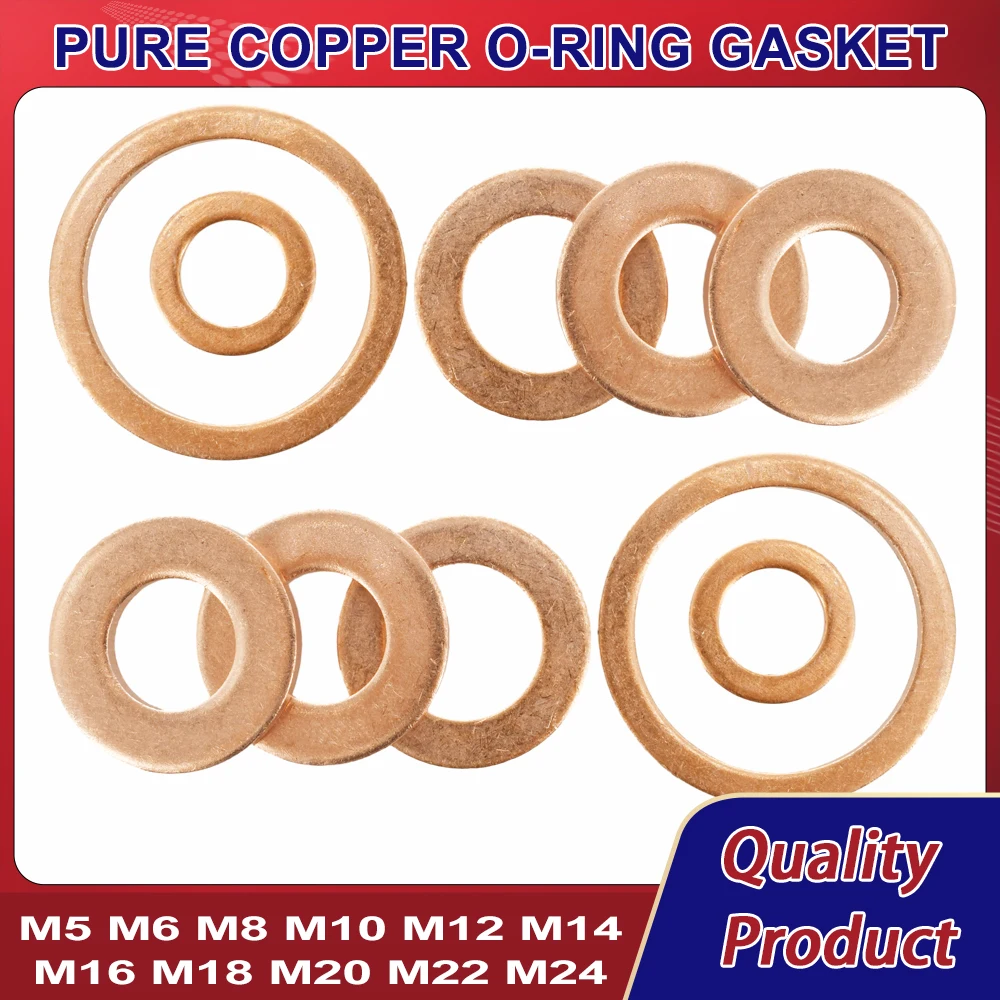 Solid-Pure-Copper-o-ring-Gasket-Motorcycle-Oil-Seal-Washers-Flat-o-ring ...