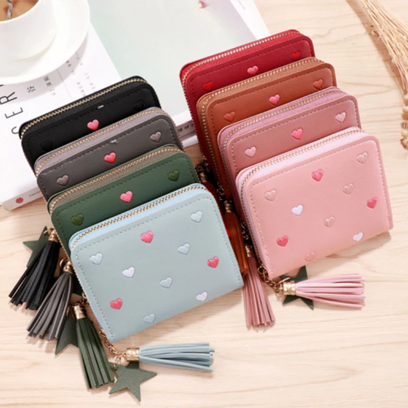 Women-Wallet-Ladies-Mini-Small-Short-Tassel-Wallet-Cute-Girl-Zipper-Pu ...