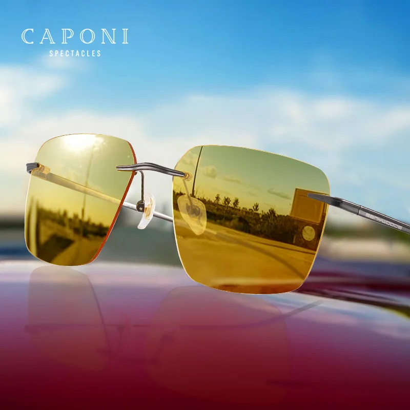 CAPONI-Pure-Titanium-Men-s-Sunglasses-Photochromic-Night-Vision-Rimless ...