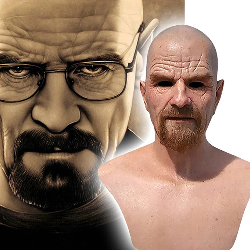 New Silicone Mask Halloween New Breathable Bald Mustache Old Man ...