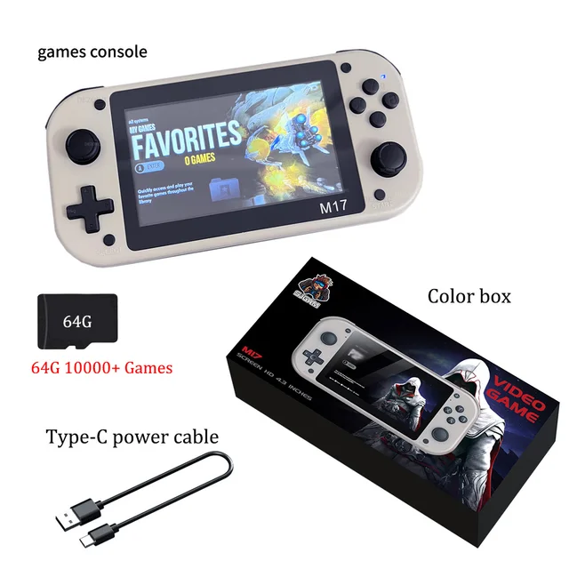M17 Handheld Game Console 64G 128G Portable Retro Video Game 15000 ...