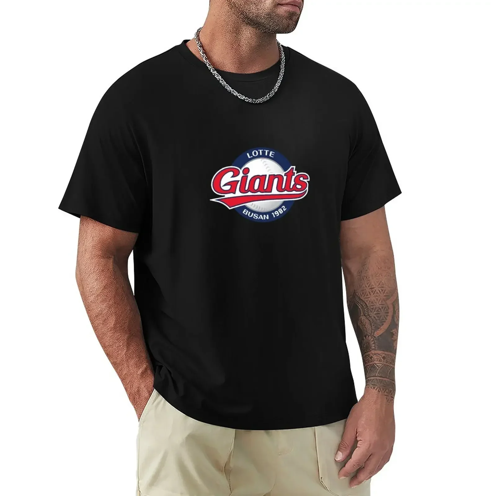 Tees-Black-T-Shirts-for-Men-KBO-LOTTE-GIANTS-BUSAN-Logo-Emblem-Korea ...