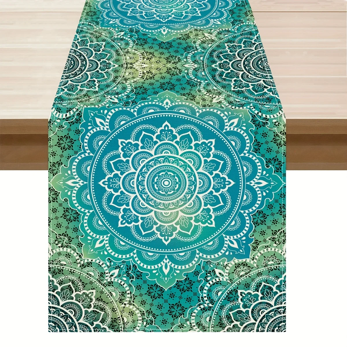 Bohemian Mandala Flowers Linen Table Runner Dresser Scarf Table Decor ...