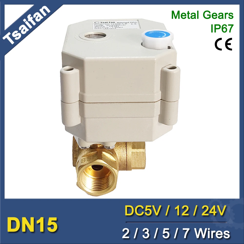 1/2'' 3-Way Electric mixing Valve T Type L type Bore Brass DN15 ...