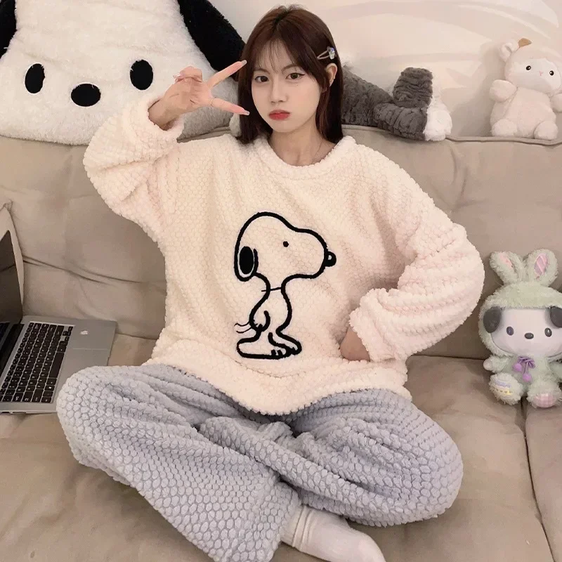 Snoopy-Women-s-Long-Sleeve-2-Piece-Set-Plush-Homewear-Ladies-Cute ...