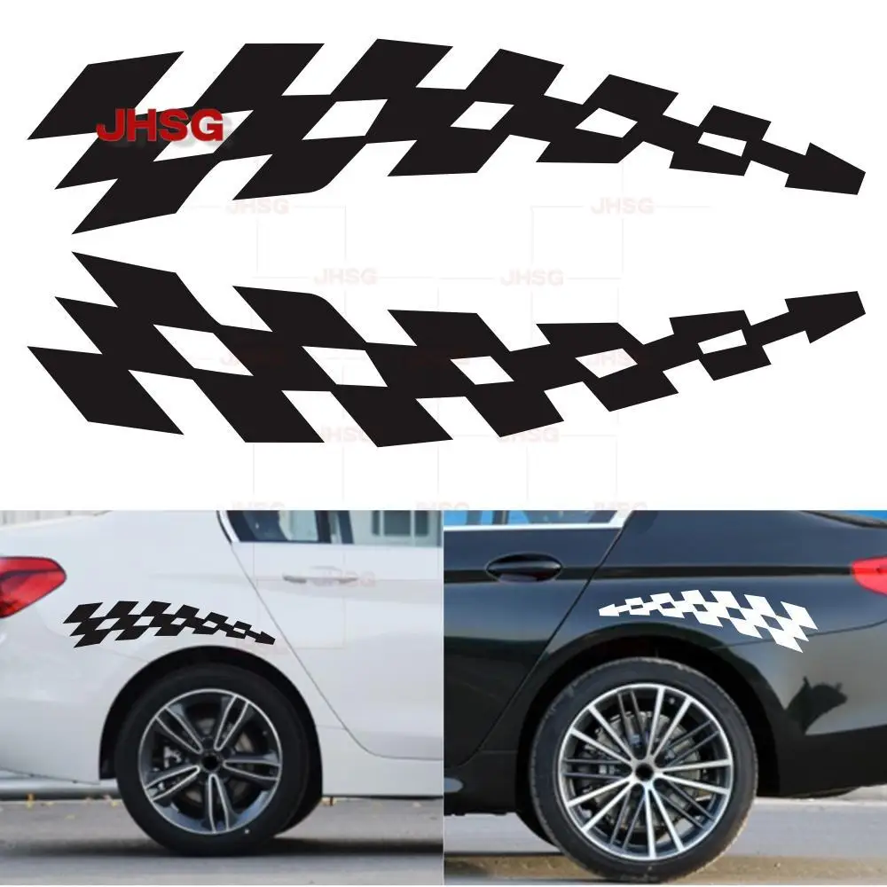 Checkered-Wheel-Logo-2-piece-Car-Racing-Sticker-Reflector-Safety-Vinyl ...