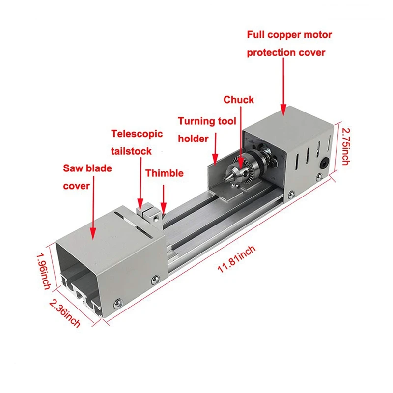 Mini Esztergagép 12V-24Vdc 96W Fa Eszterga Maró Tartozékok ...