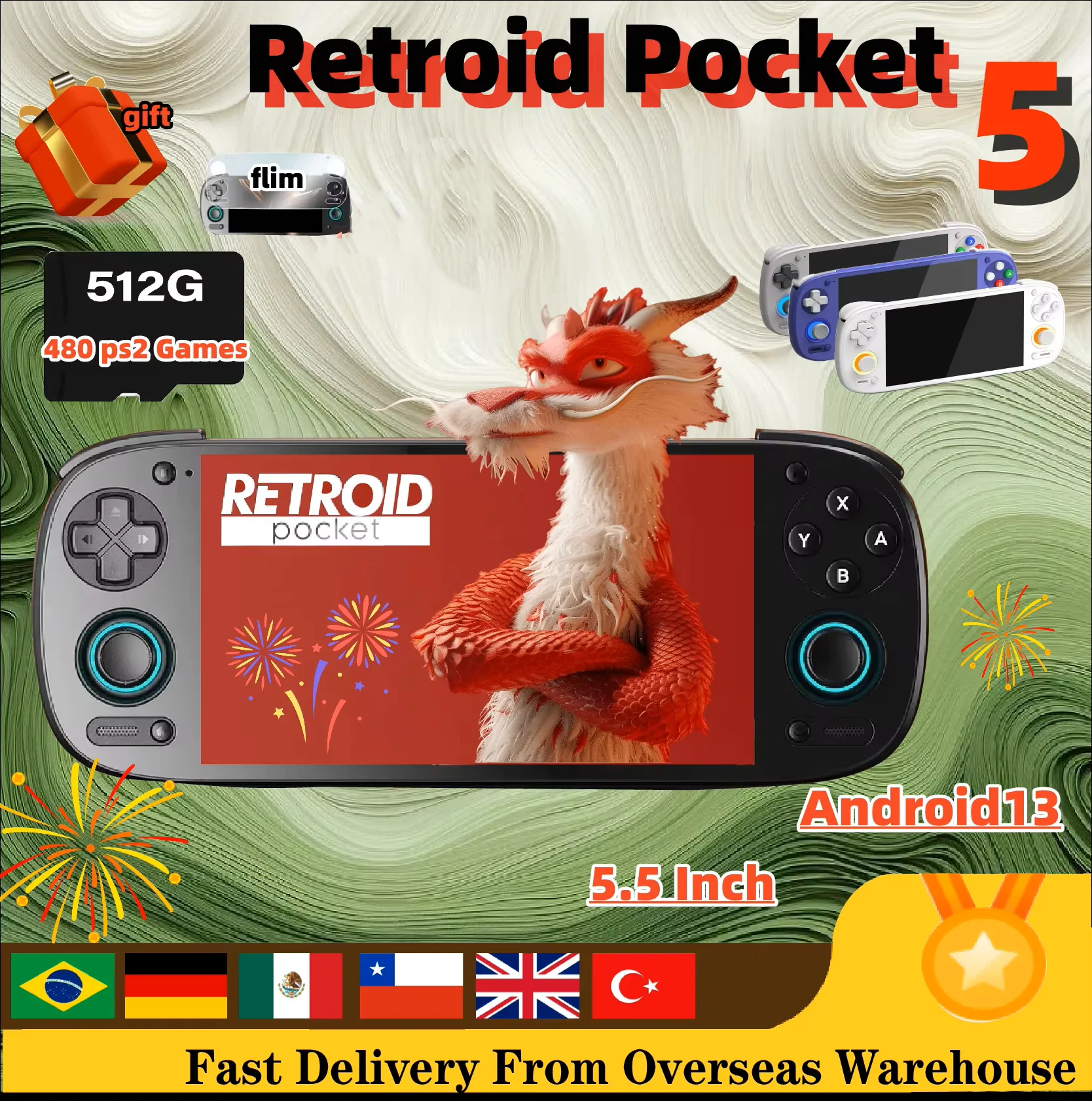 Retroid Pocket 5 consola de juegos portátil Retro Android13 pantalla ...