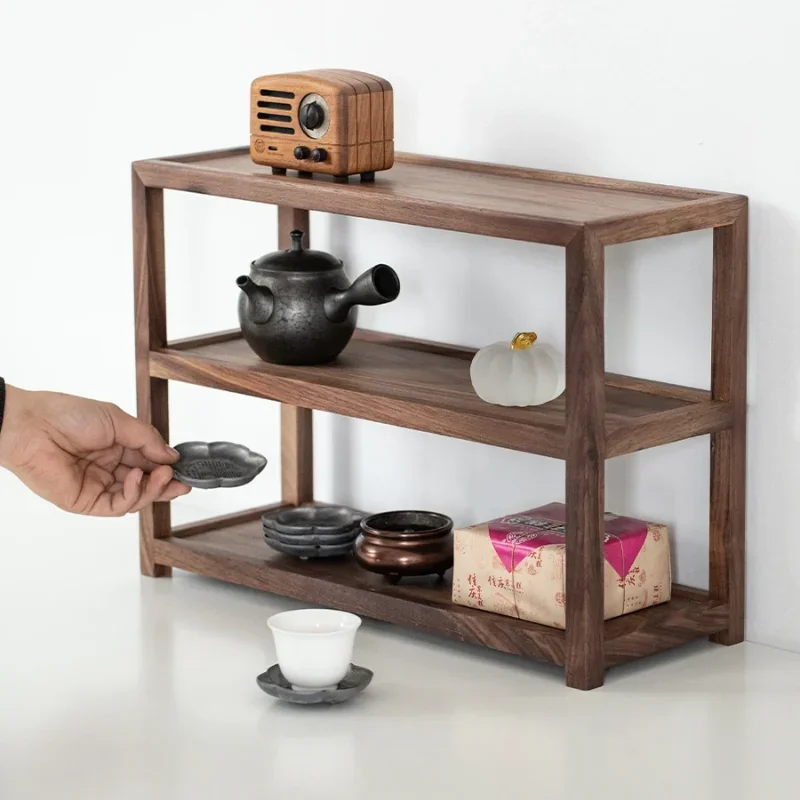 Luxurious-Black-Walnut-Tea-Cup-Rack-Small-Desktop-Antique-Shelf-Chinese ...
