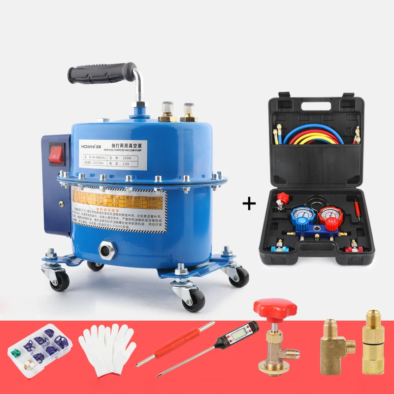 자동차 에어컨 진공 펌프 HH-7.0L 냉장고 수리 도구, 타이어 펌핑 냉매 충전, 이중 목적 조절 가능, 350W ...