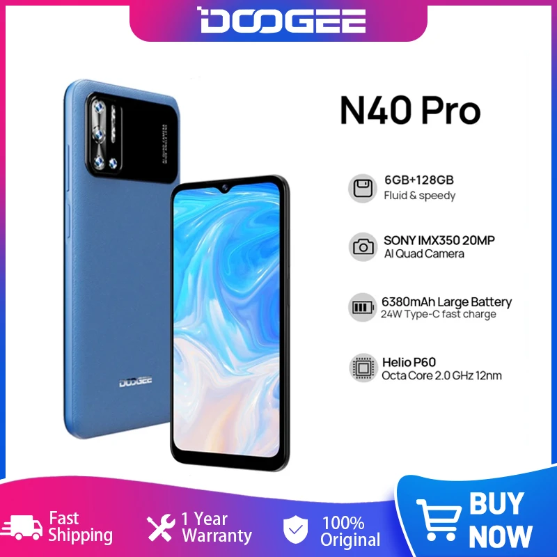 Hot Sale DOOGEE N40 Pro Cellphone 6.5 inch 20MP Quad Camera Helio P60 ...