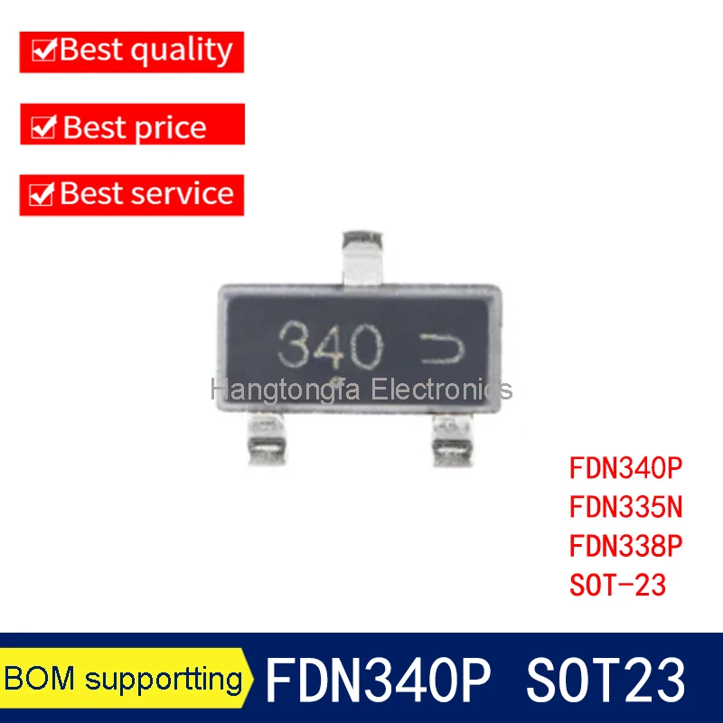 100PCS-FDN340P-FDN335N-FDN338P-SOT-23-Marking-340-335N-338P-MOS-Field ...