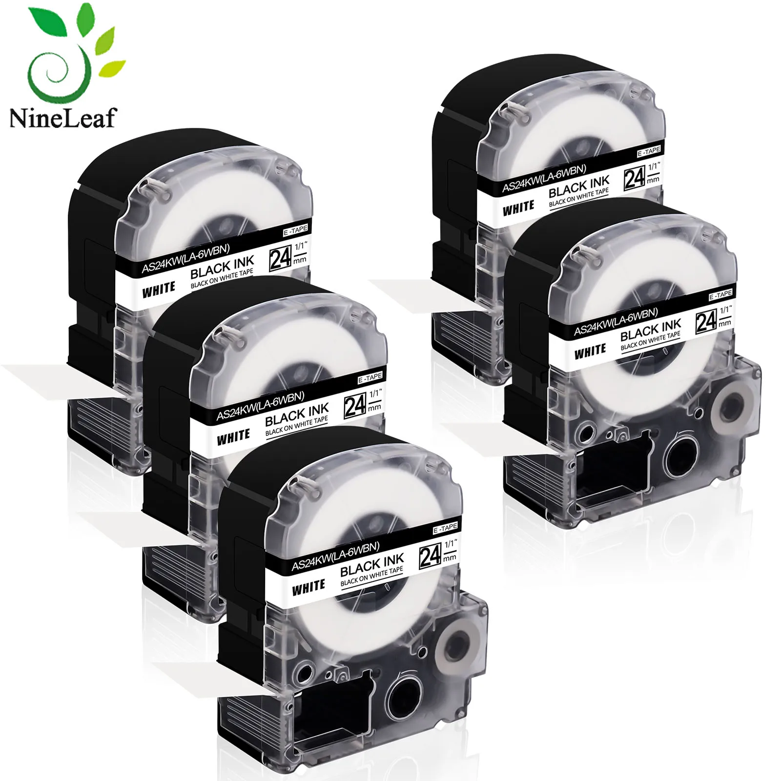 5PK Compatible For Epson 24mm x 8m AS24KW Standard Labels Black on ...