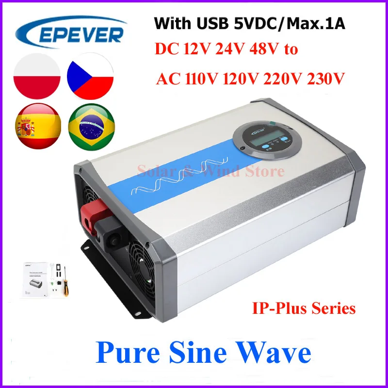 Epever IP Plus 1500W 2000W 3000W SPWM 12V 24V 48V Onda Senoidal Pura Inversor Solar 220V posto ...