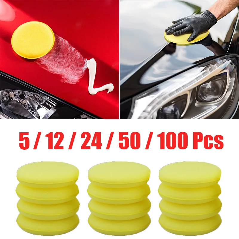 Car Waxing Sponge Pad Polish Foam Applicator Car Round Waxing Polish ...
