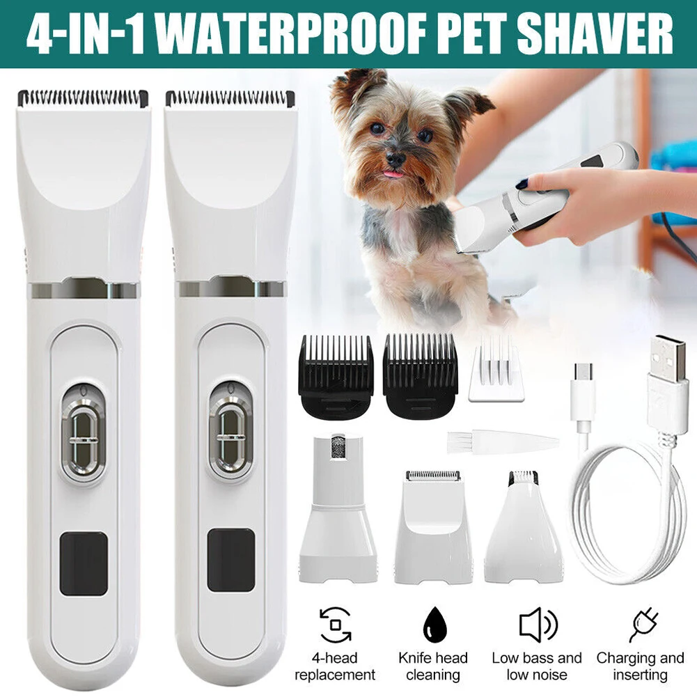 Professional Dog Hair Clipper USB Rechargeable Pet Trimmer Cat Shaver ...
