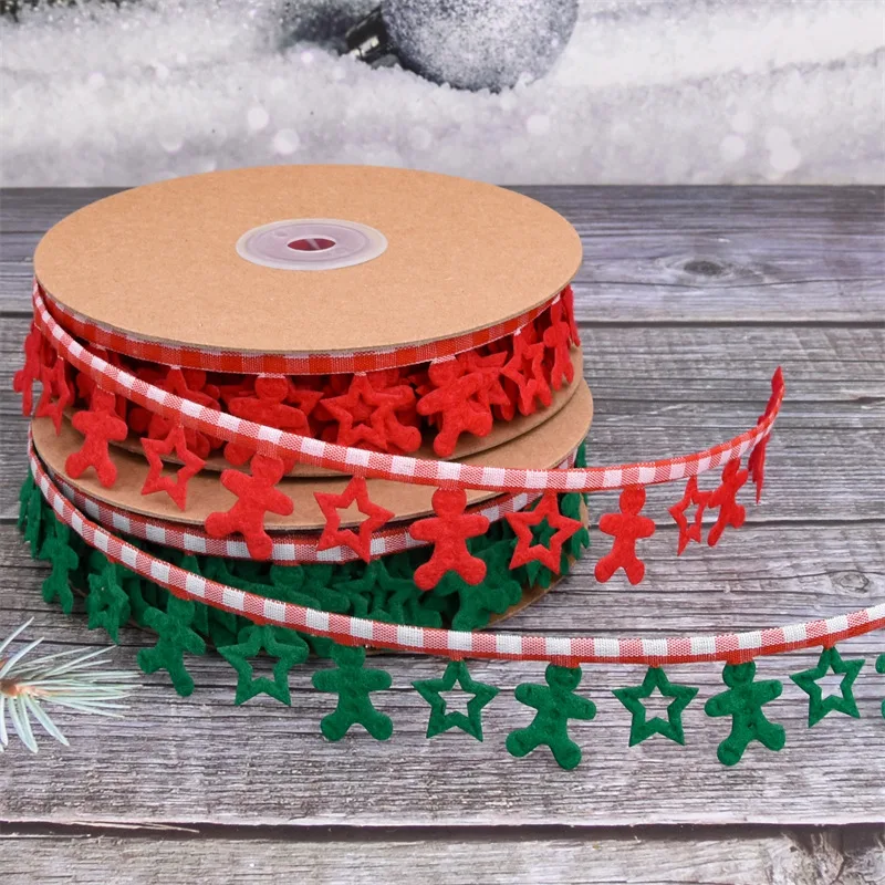 10Yards-25mm-Christmas-Ribbons-Gingerbread-Man-Pattern-RibbonPrinted ...