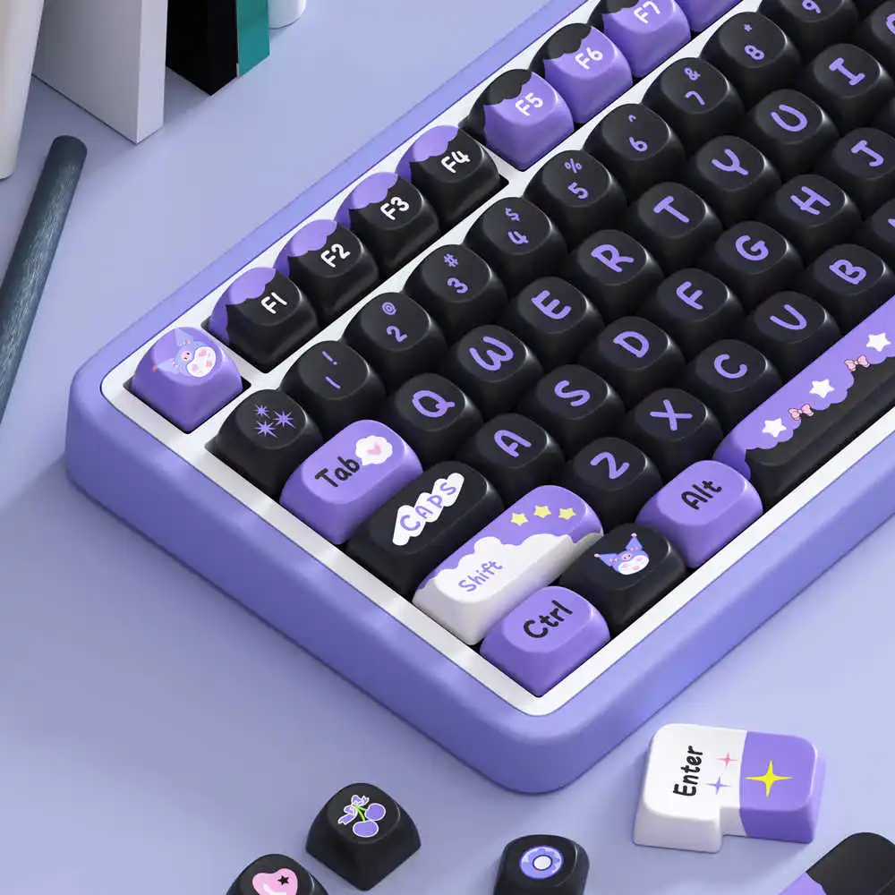 Kawaii Sanrio Kuromi Keycaps Purple Cute SOA Profile PBT Heat ...