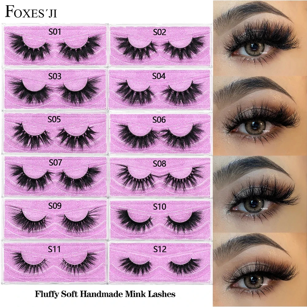 FOXESJI Makeup Eyelashes 3D Mink Lashes Natural Long Lasting Wispy Soft ...