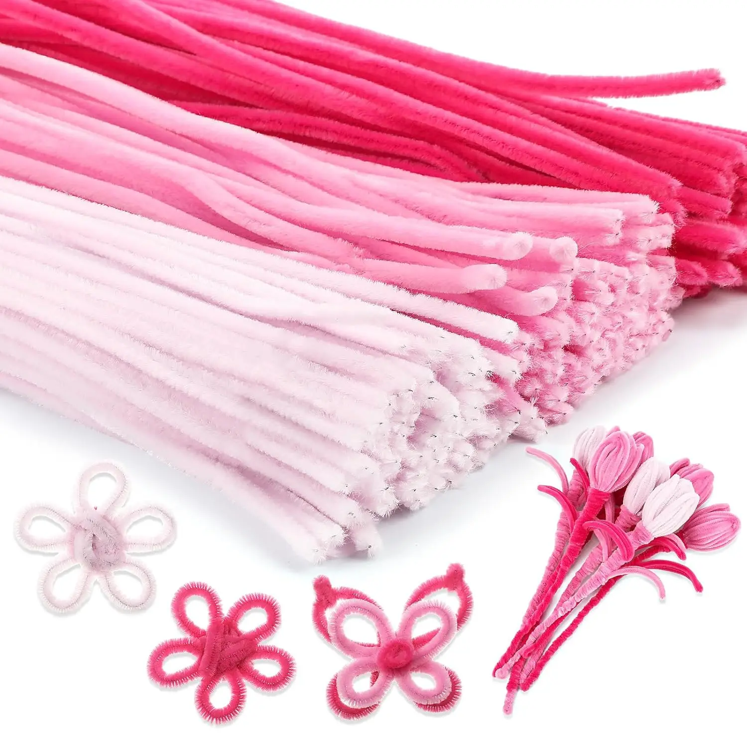150 Pcs Pink Pipe Cleaners Crafts, 6mm Pink Pipe Cleaners Bulk for DIY ...
