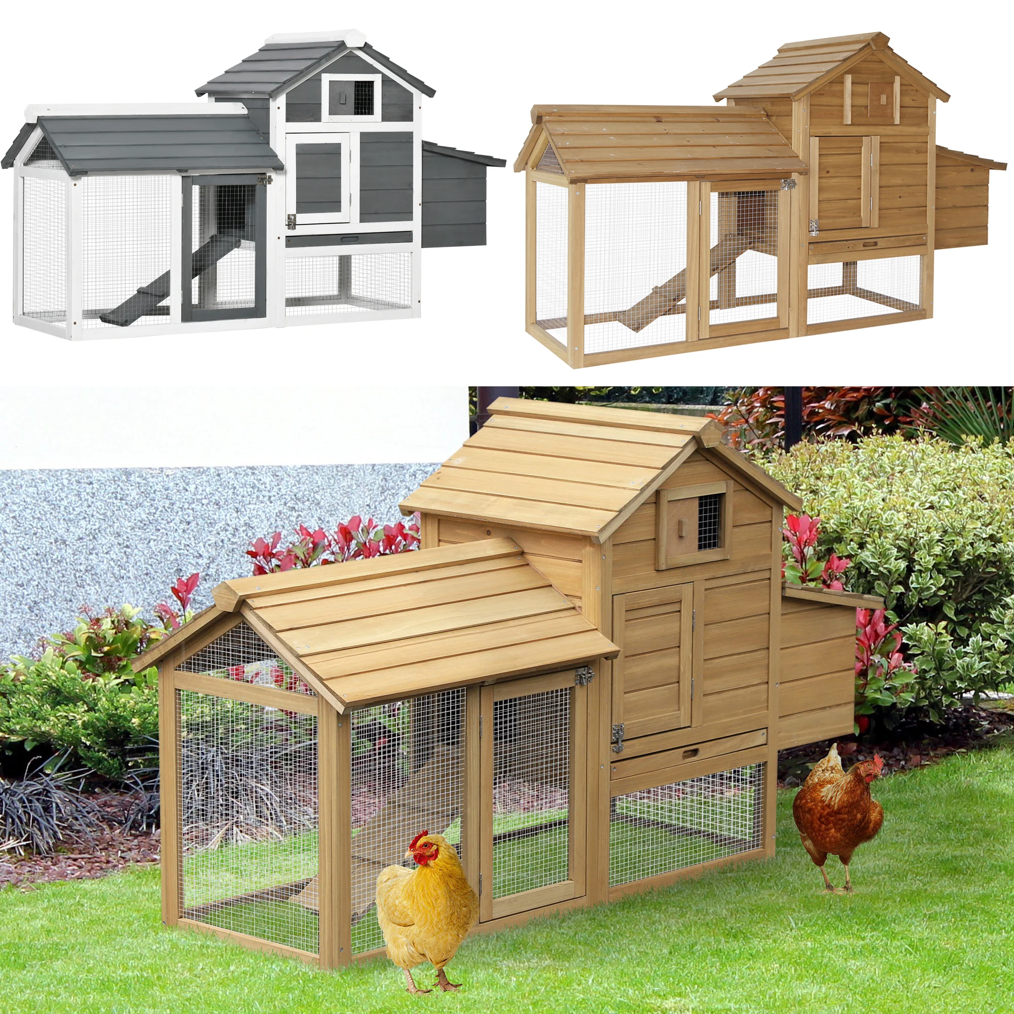 PawHut-outdoor-wooden-chicken-coop-for-2-3-chicken-coop-with-2-wire ...