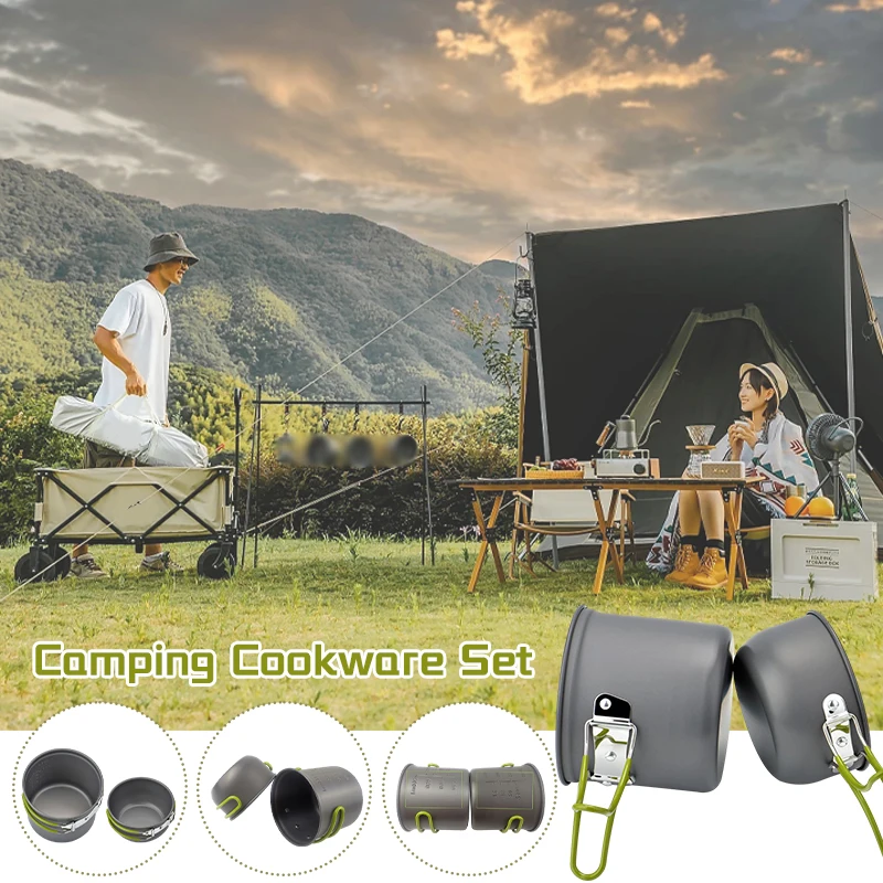 1X-Camping-Cookware-Set-Picnic-Cook-Pot-Bowls-Kit-Hiking-Backpacking ...
