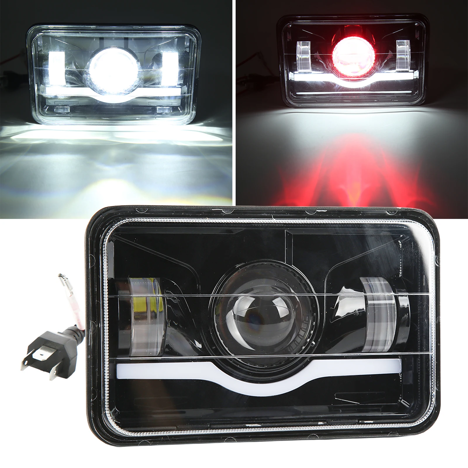 High-Low-Beam-Truck-Front-Square-LED-Headlight-with-High-Low-Beam-DRL ...
