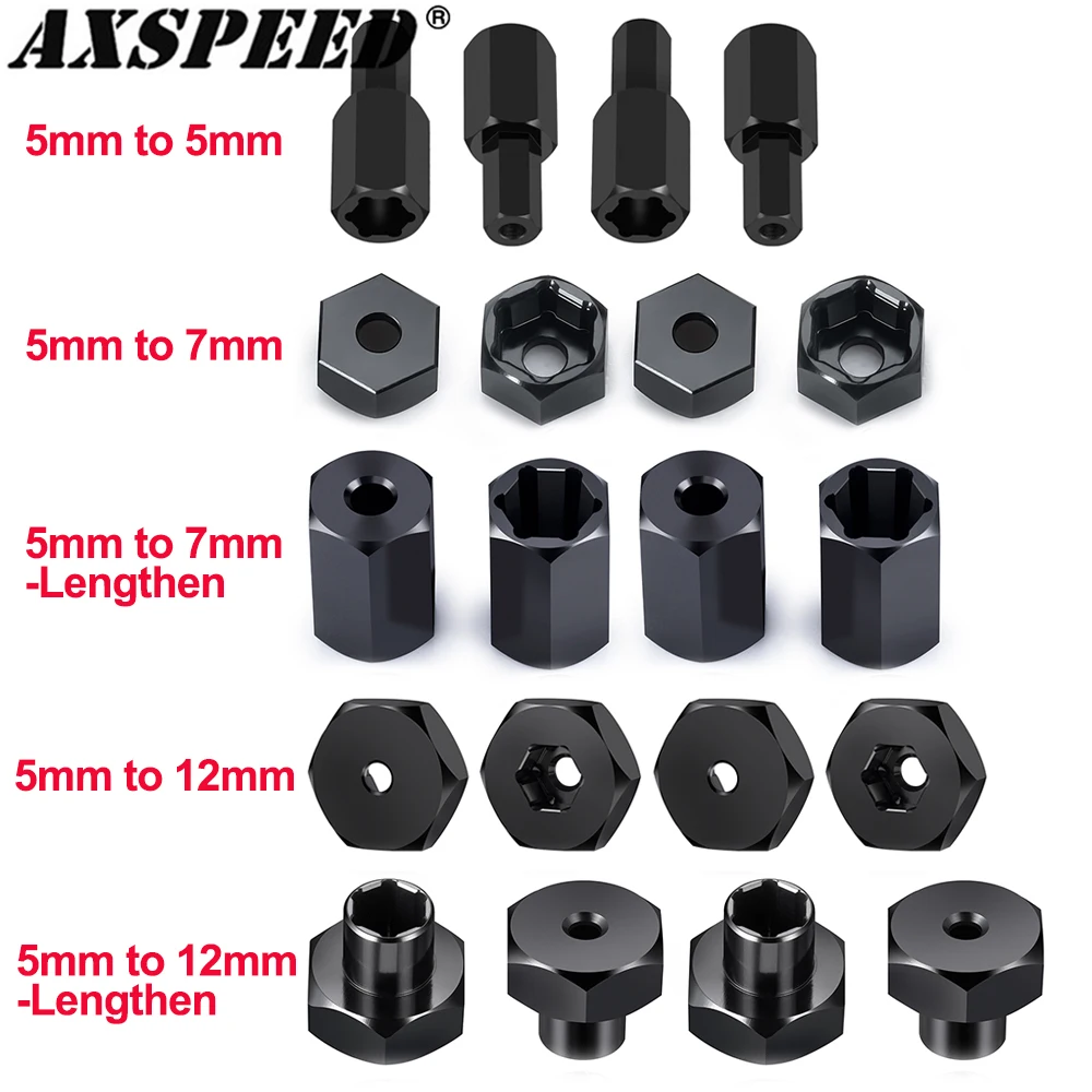 AXSPEED Metal 5mm to 7mm Hex Wheel Hub Adapter 5mm to 12mm Conversion ...
