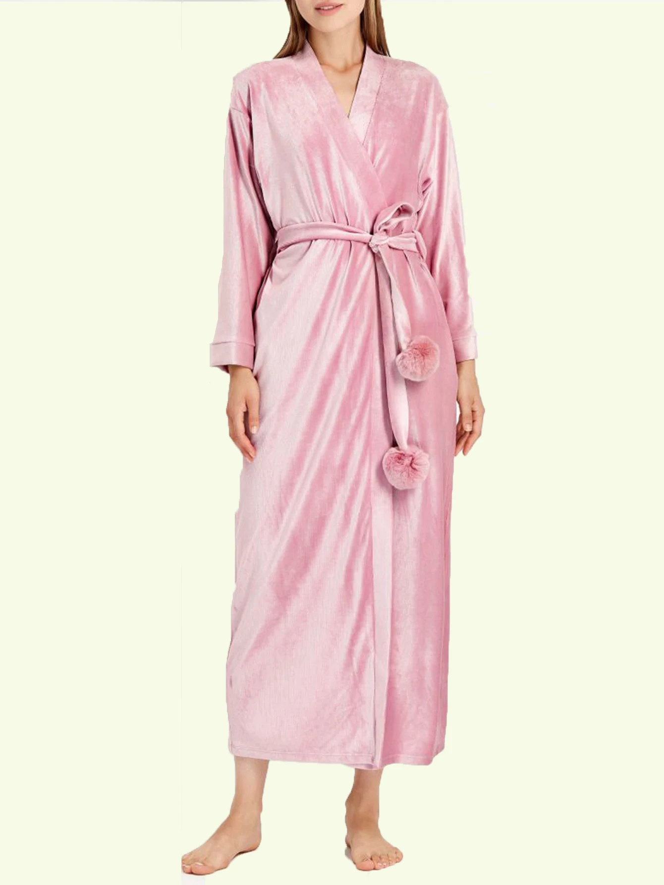 Solid-Color-Pink-Women-s-Bathrobe-Pajamas-Women-s-Robe-Long-Party ...